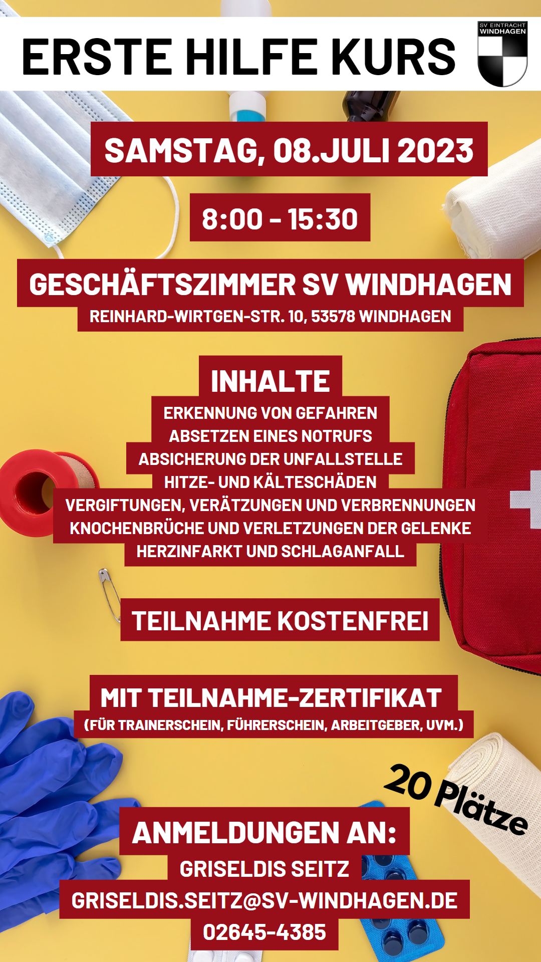 Erste Hilfe Kurs am 08.07.2023 - SV Eintracht Windhagen 1921 e.V.